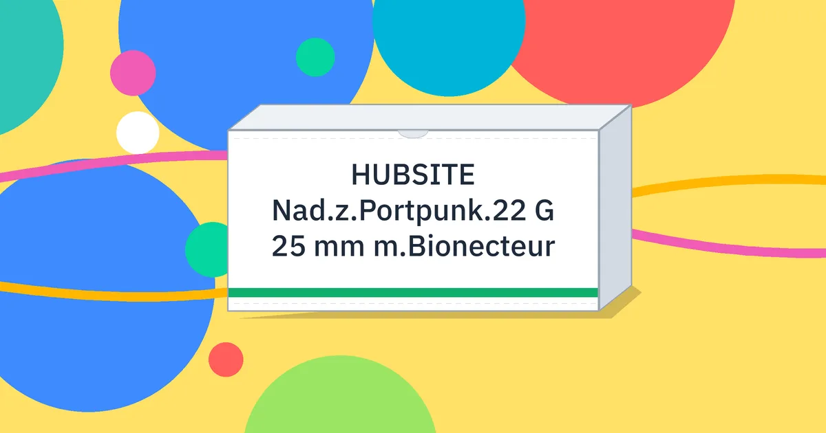 Symbolbild: Packung mit der Aufschrift HUBSITE Nad.z.Portpunk.22 G 25 mm m.Bionecteur (PZN 00968345) – Verfügbarkeit und Bezug in Apotheken in Frankfurt am Main