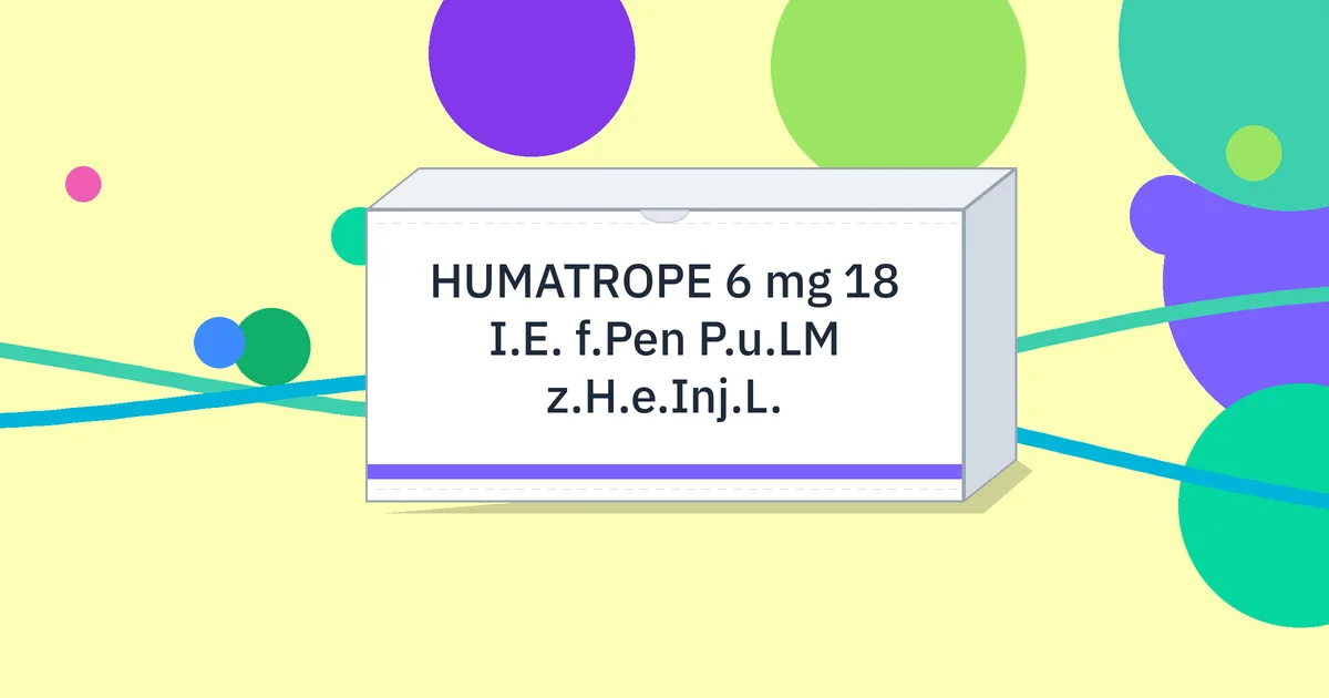 Symbolbild: Packung mit der Aufschrift HUMATROPE 6 mg 18 I.E. f.Pen P.u.LM z.H.e.Inj.L. (PZN 08756878) – Verfügbarkeit und Bezug in Apotheken in Frankfurt am Main