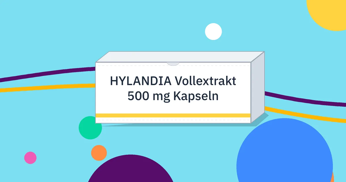 Symbolbild: Packung mit der Aufschrift HYLANDIA Vollextrakt 500 mg Kapseln (PZN 13814773) – Verfügbarkeit und Bezug in Apotheken in Frankfurt am Main