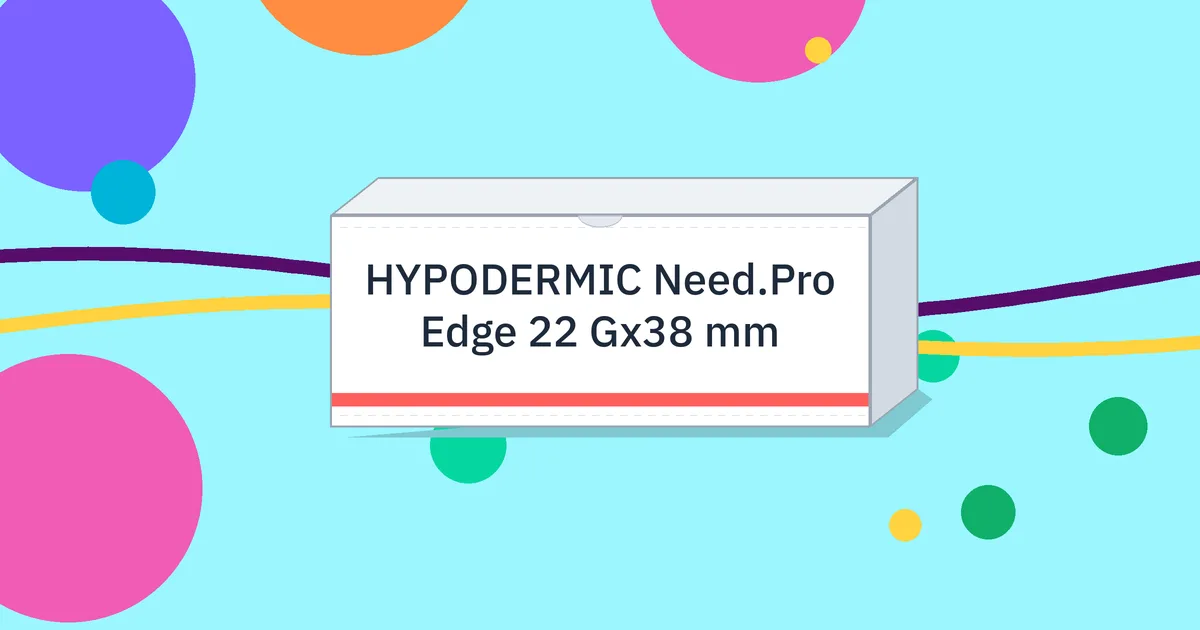 Symbolbild: Packung mit der Aufschrift HYPODERMIC Need.Pro Edge 22 Gx38 mm (PZN 09215624) – Verfügbarkeit und Bezug in Apotheken in Frankfurt am Main