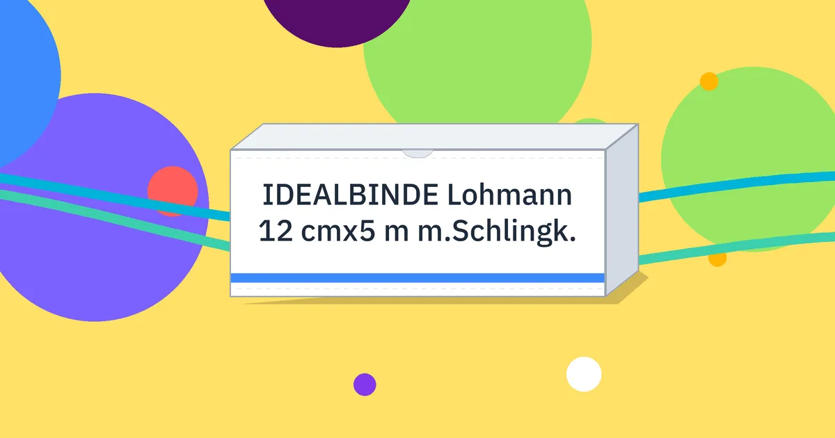 Symbolbild: Packung mit der Aufschrift IDEALBINDE Lohmann 12 cmx5 m m.Schlingk. (PZN 15998518) – Verfügbarkeit und Bezug in Apotheken in Frankfurt am Main