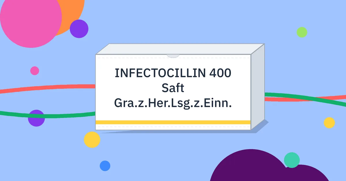 Symbolbild: Packung mit der Aufschrift INFECTOCILLIN 400 Saft Gra.z.Her.Lsg.z.Einn. (PZN 01831708) – Verfügbarkeit und Bezug in Apotheken in Frankfurt am Main
