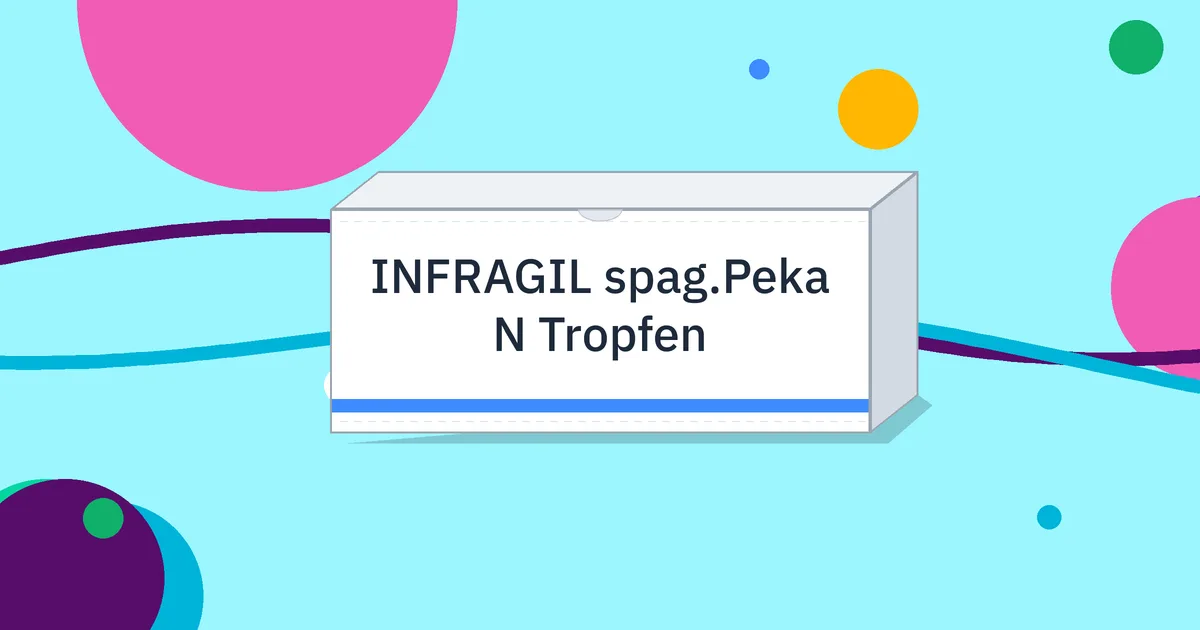 Symbolbild: Packung mit der Aufschrift INFRAGIL spag.Peka N Tropfen (PZN 06052682) – Verfügbarkeit und Bezug in Apotheken in Frankfurt am Main