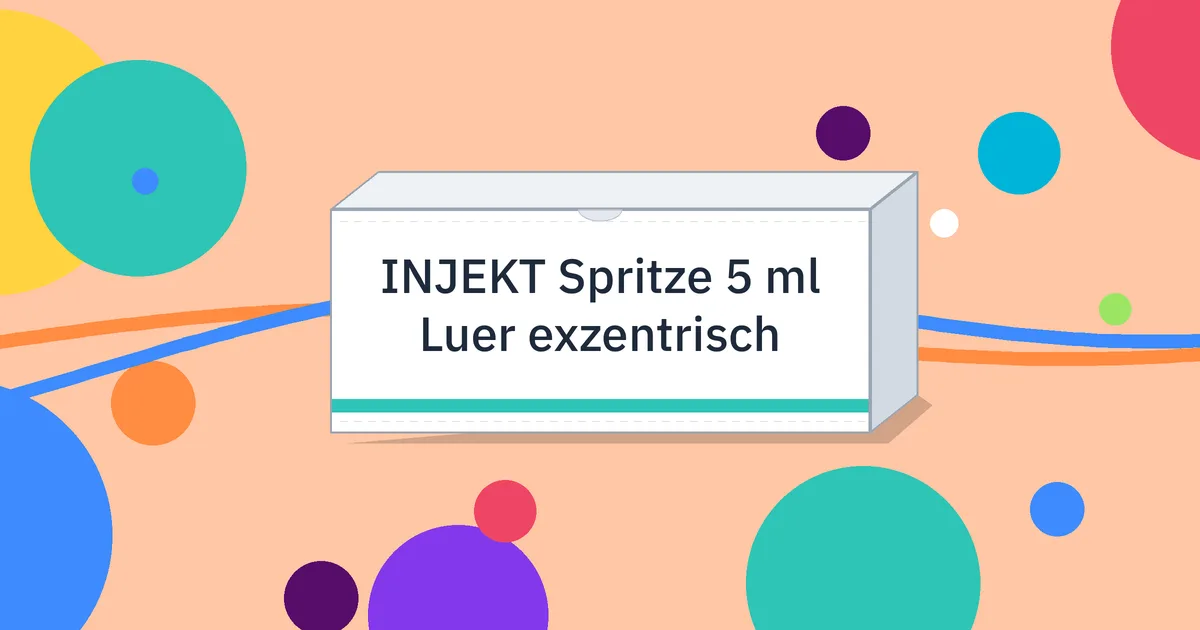 Symbolbild: Packung mit der Aufschrift INJEKT Spritze 5 ml Luer exzentrisch (PZN 05977627) – Verfügbarkeit und Bezug in Apotheken in Frankfurt am Main