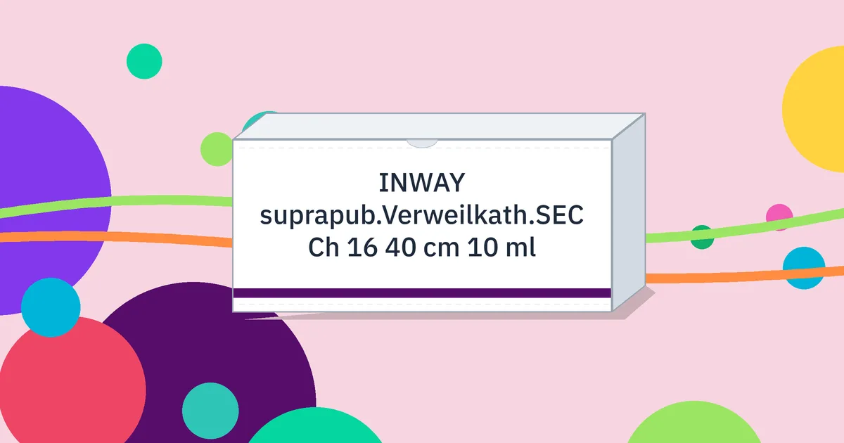 Symbolbild: Packung mit der Aufschrift INWAY suprapub.Verweilkath.SEC Ch 16 40 cm 10 ml (PZN 00052528) – Verfügbarkeit und Bezug in Apotheken in Frankfurt am Main