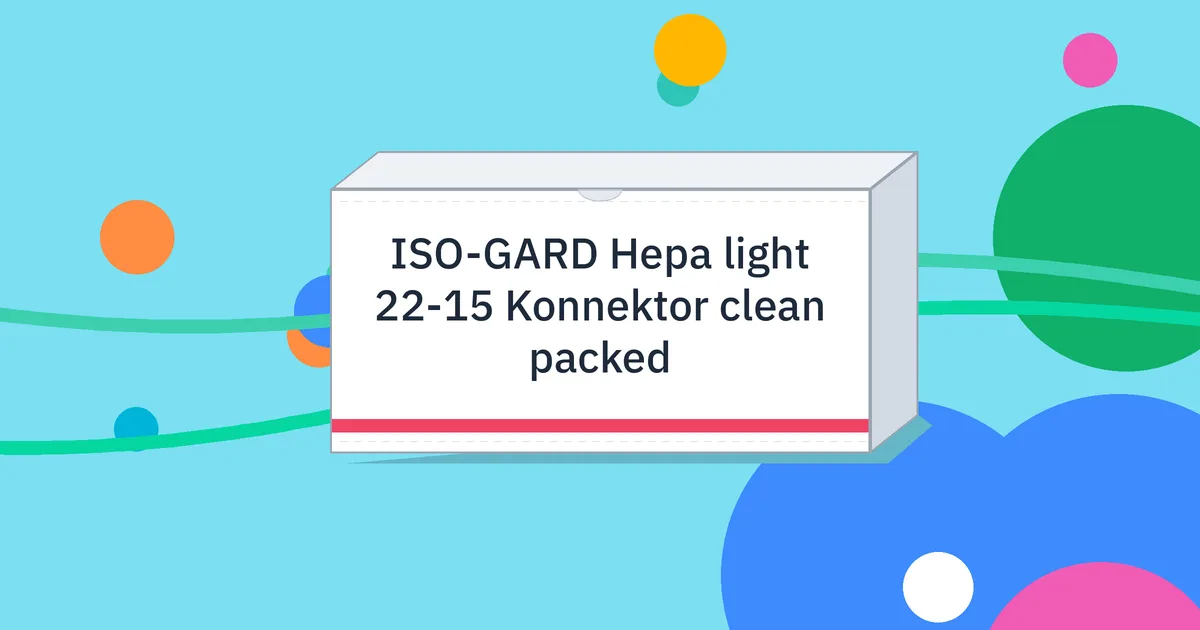 Symbolbild: Packung mit der Aufschrift ISO-GARD Hepa light 22-15 Konnektor clean packed (PZN 00680093) – Verfügbarkeit und Bezug in Apotheken in Frankfurt am Main