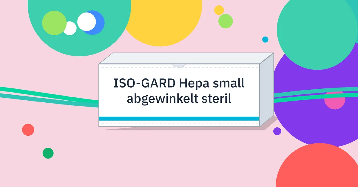 Symbolbild: Packung mit der Aufschrift ISO-GARD Hepa small abgewinkelt steril (PZN 00718803) – Verfügbarkeit und Bezug in Apotheken in Frankfurt am Main