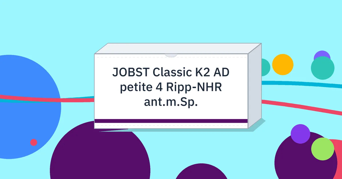 Symbolbild: Packung mit der Aufschrift JOBST Classic K2 AD petite 4 Ripp-NHR ant.m.Sp. (PZN 13060972) – Verfügbarkeit und Bezug in Apotheken in Frankfurt am Main