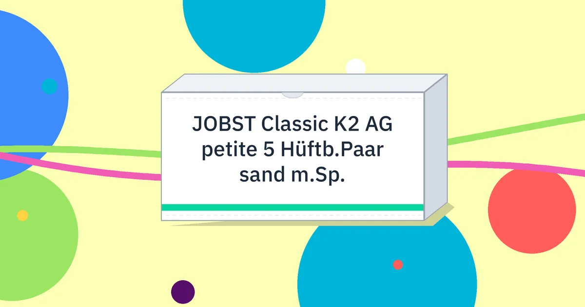 Symbolbild: Packung mit der Aufschrift JOBST Classic K2 AG petite 5 Hüftb.Paar sand m.Sp. (PZN 13064898) – Verfügbarkeit und Bezug in Apotheken in Frankfurt am Main