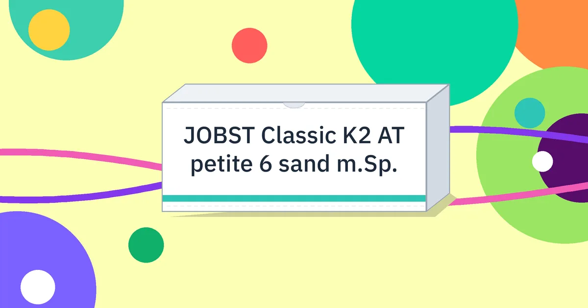 Symbolbild: Packung mit der Aufschrift JOBST Classic K2 AT petite 6 sand m.Sp. (PZN 11275786) – Verfügbarkeit und Bezug in Apotheken in Frankfurt am Main