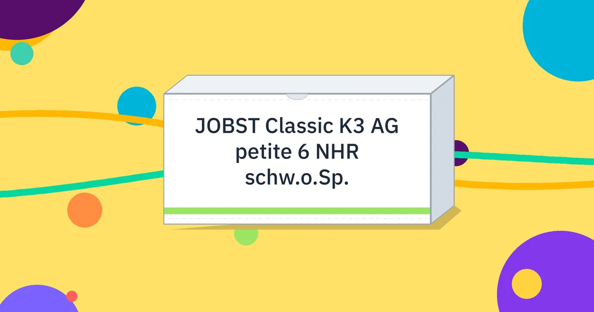 Symbolbild: Packung mit der Aufschrift JOBST Classic K3 AG petite 6 NHR schw.o.Sp. (PZN 13073029) – Verfügbarkeit und Bezug in Apotheken in Frankfurt am Main