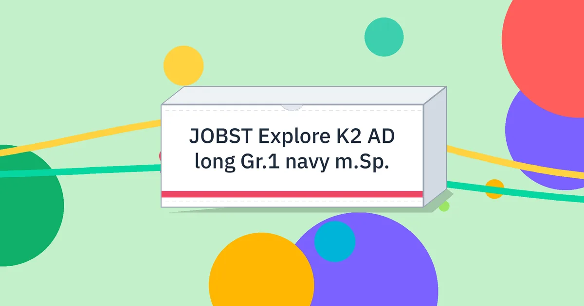 Symbolbild: Packung mit der Aufschrift JOBST Explore K2 AD long Gr.1 navy m.Sp. (PZN 11021904) – Verfügbarkeit und Bezug in Apotheken in Frankfurt am Main