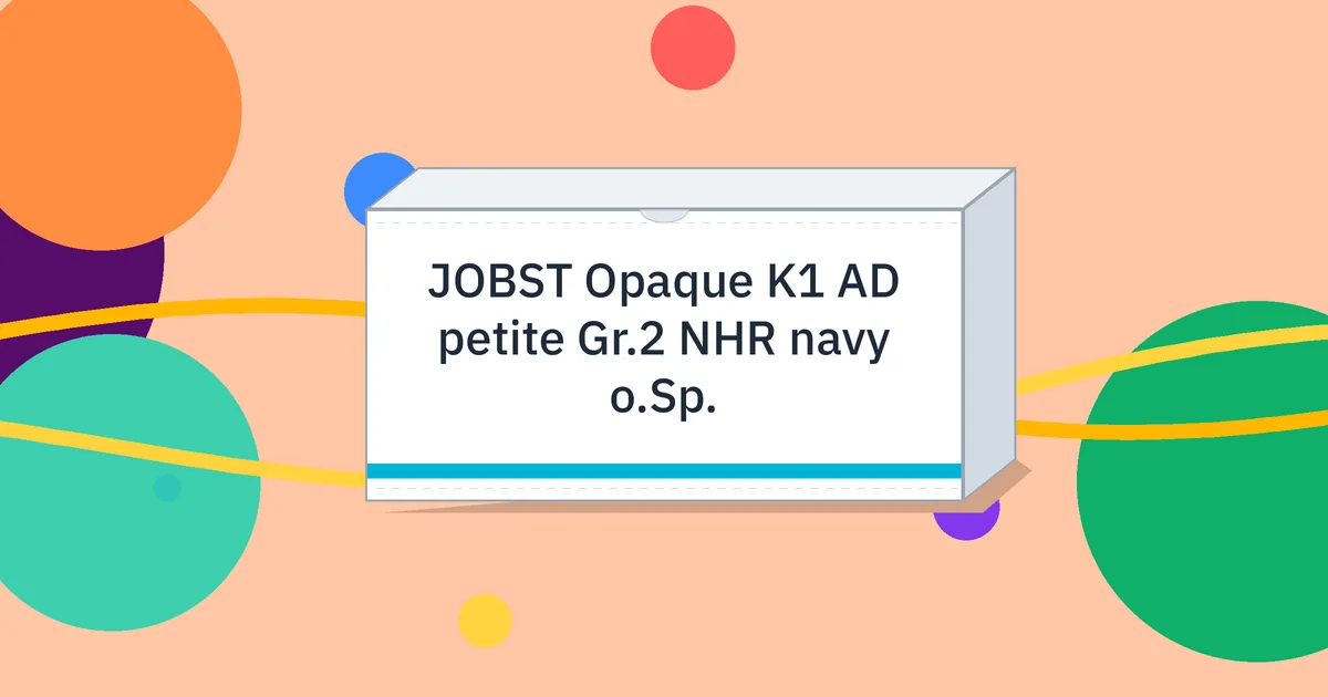 Symbolbild: Packung mit der Aufschrift JOBST Opaque K1 AD petite Gr.2 NHR navy o.Sp. (PZN 13080070) – Verfügbarkeit und Bezug in Apotheken in Frankfurt am Main