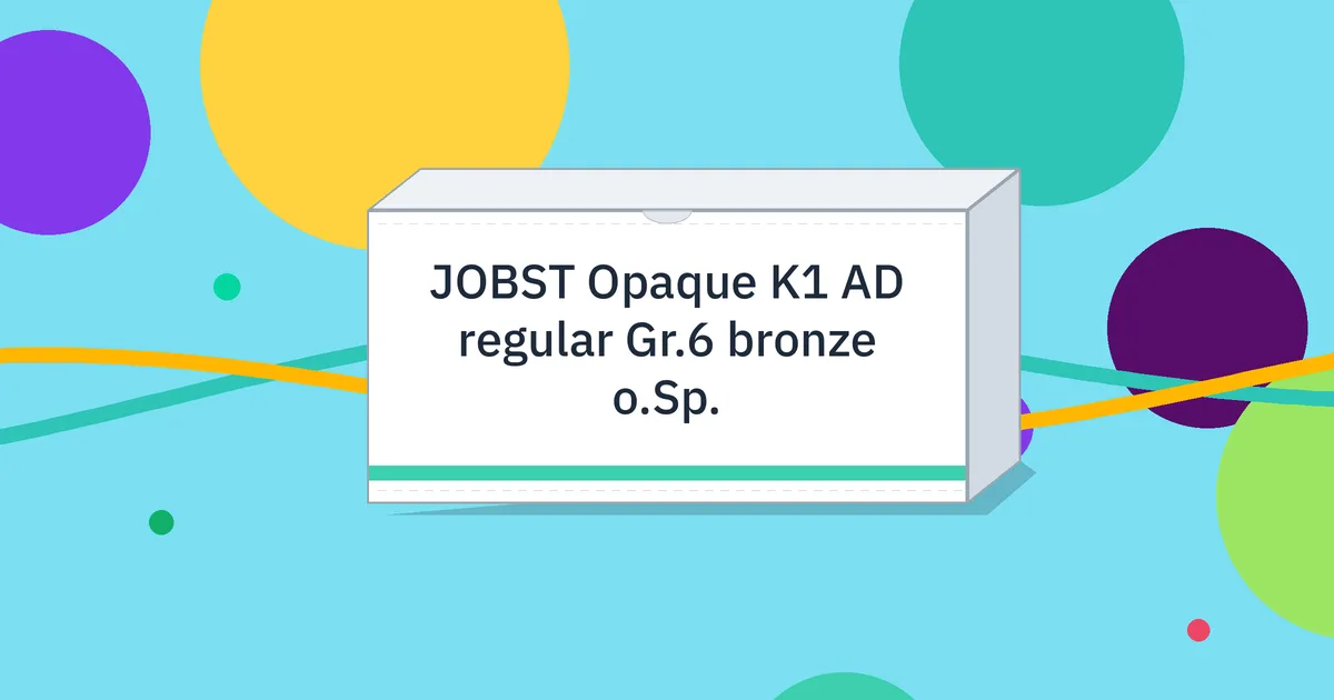 Symbolbild: Packung mit der Aufschrift JOBST Opaque K1 AD regular Gr.6 bronze o.Sp. (PZN 13082241) – Verfügbarkeit und Bezug in Apotheken in Frankfurt am Main