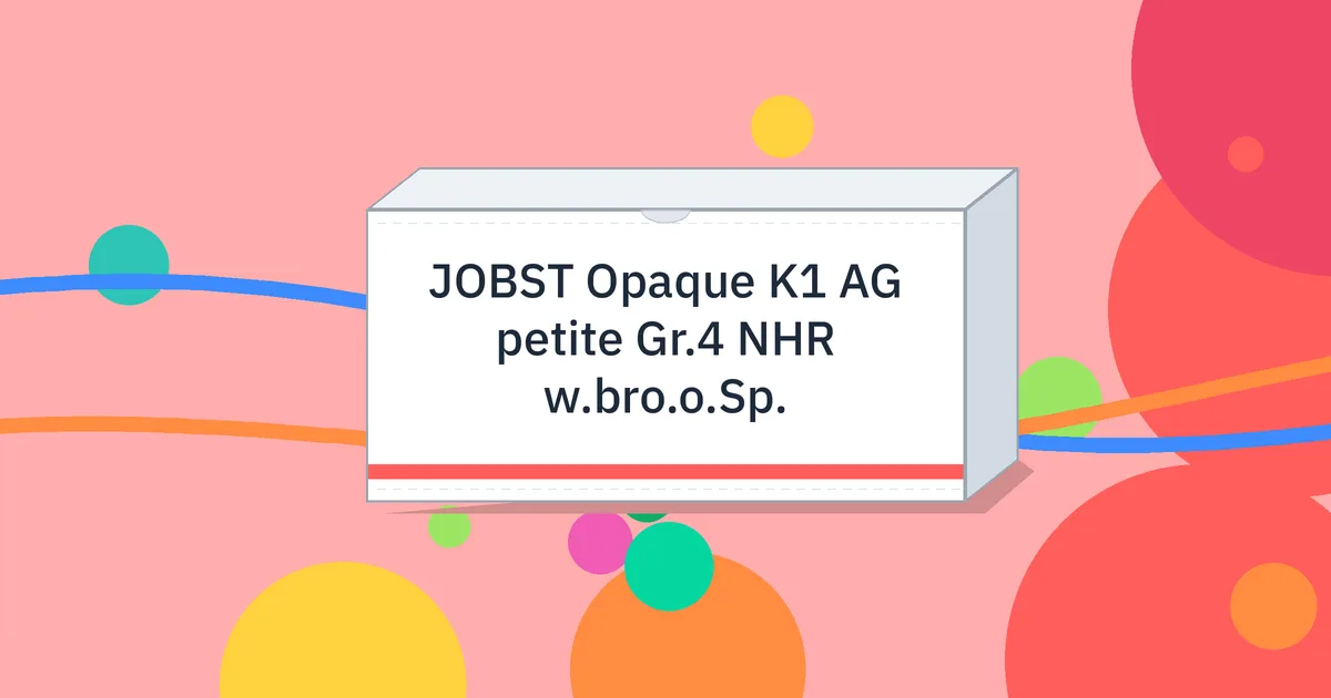 Symbolbild: Packung mit der Aufschrift JOBST Opaque K1 AG petite Gr.4 NHR w.bro.o.Sp. (PZN 13088367) – Verfügbarkeit und Bezug in Apotheken in Frankfurt am Main