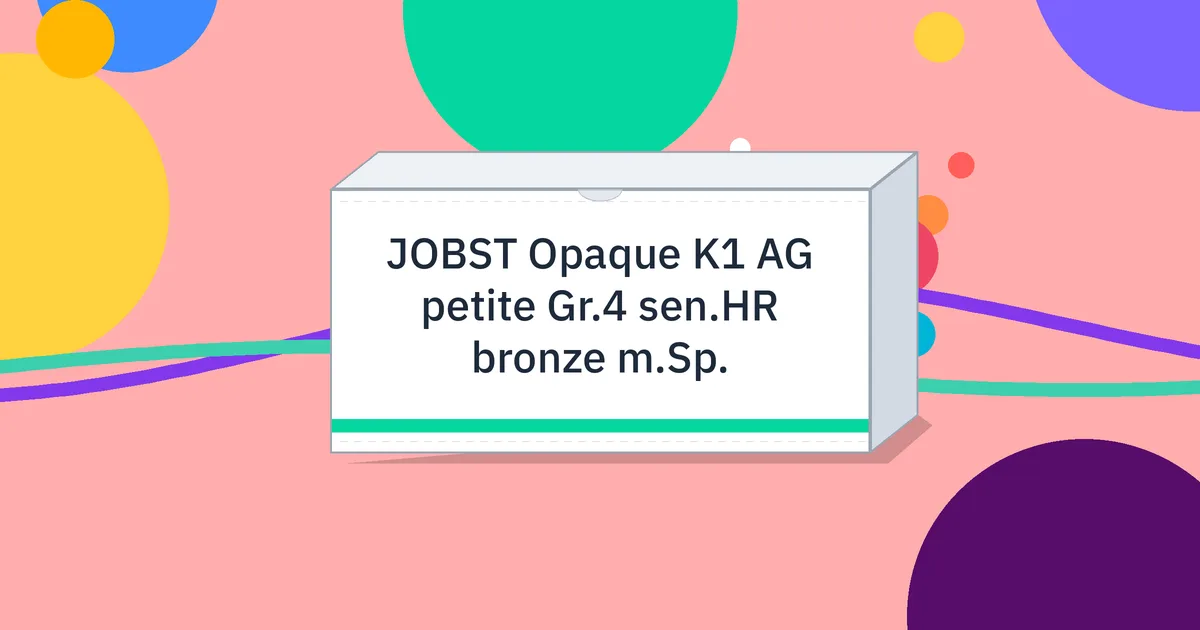 Symbolbild: Packung mit der Aufschrift JOBST Opaque K1 AG petite Gr.4 sen.HR bronze m.Sp. (PZN 13085363) – Verfügbarkeit und Bezug in Apotheken in Frankfurt am Main