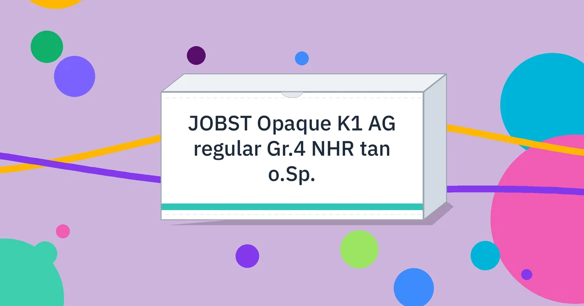 Symbolbild: Packung mit der Aufschrift JOBST Opaque K1 AG regular Gr.4 NHR tan o.Sp. (PZN 16266160) – Verfügbarkeit und Bezug in Apotheken in Frankfurt am Main