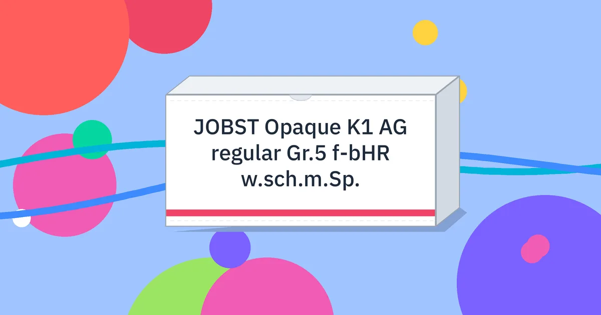 Symbolbild: Packung mit der Aufschrift JOBST Opaque K1 AG regular Gr.5 f-bHR w.sch.m.Sp. (PZN 13091168) – Verfügbarkeit und Bezug in Apotheken in Frankfurt am Main