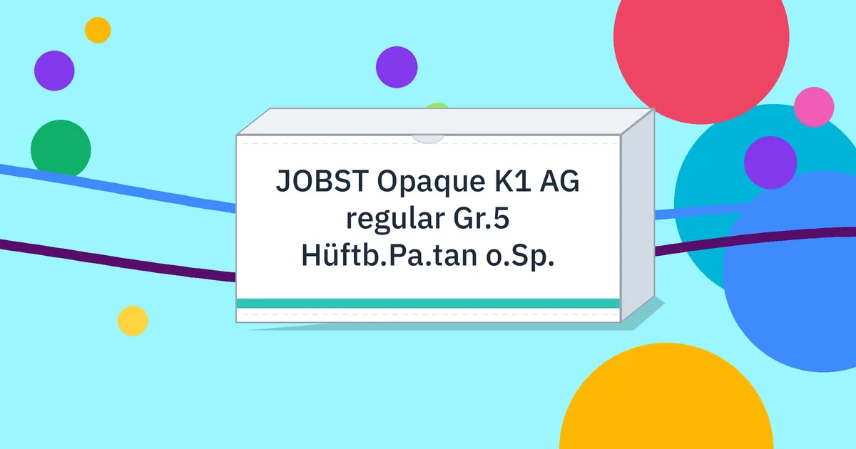 Symbolbild: Packung mit der Aufschrift JOBST Opaque K1 AG regular Gr.5 Hüftb.Pa.tan o.Sp. (PZN 16272516) – Verfügbarkeit und Bezug in Apotheken in Frankfurt am Main