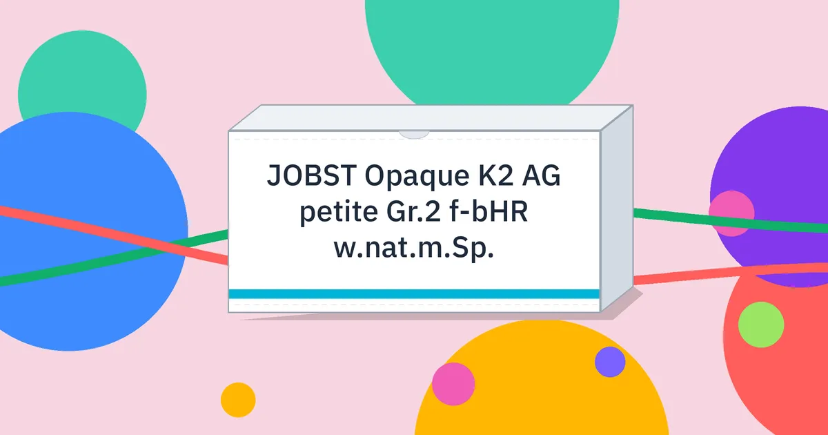 Symbolbild: Packung mit der Aufschrift JOBST Opaque K2 AG petite Gr.2 f-bHR w.nat.m.Sp. (PZN 11255683) – Verfügbarkeit und Bezug in Apotheken in Frankfurt am Main