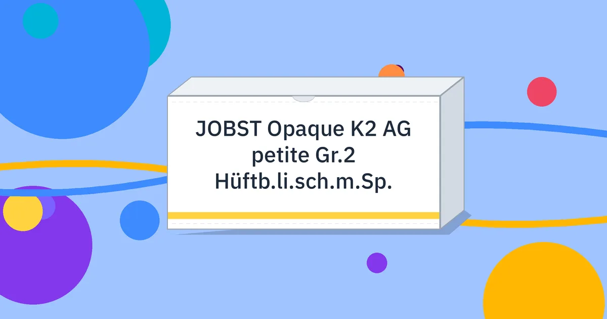 Symbolbild: Packung mit der Aufschrift JOBST Opaque K2 AG petite Gr.2 Hüftb.li.sch.m.Sp. (PZN 13113757) – Verfügbarkeit und Bezug in Apotheken in Frankfurt am Main
