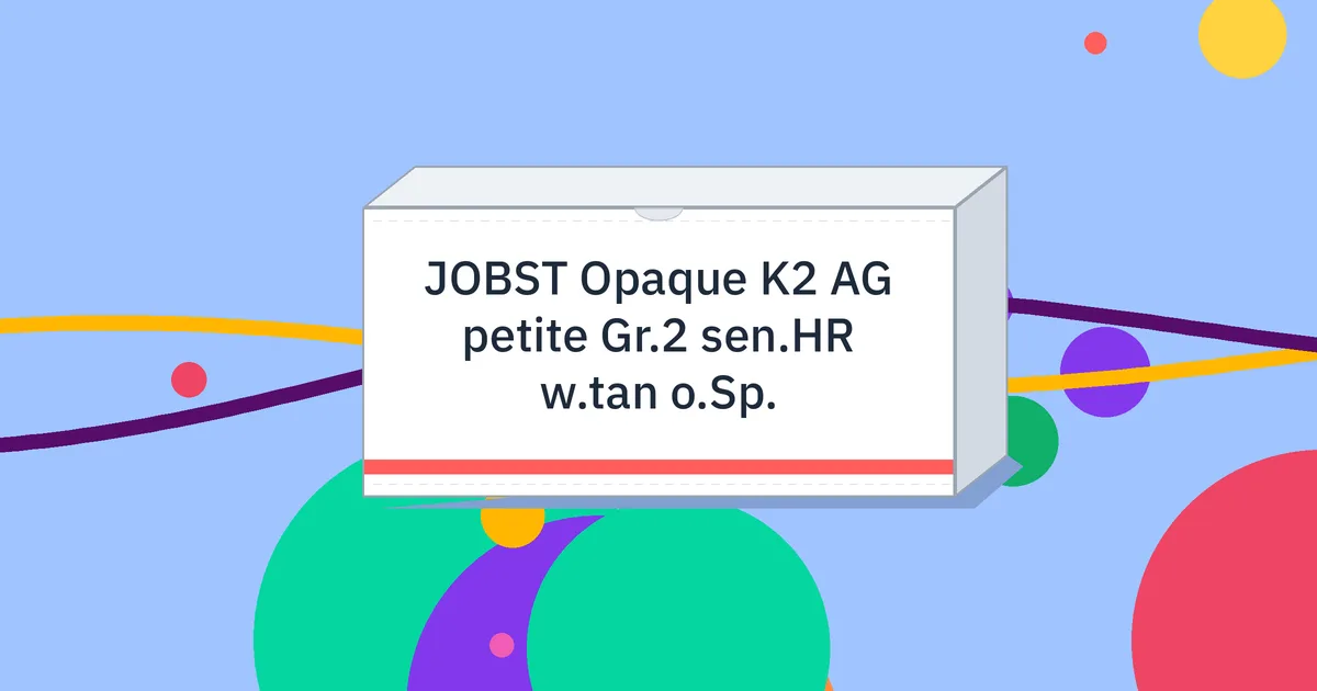 Symbolbild: Packung mit der Aufschrift JOBST Opaque K2 AG petite Gr.2 sen.HR w.tan o.Sp. (PZN 16285105) – Verfügbarkeit und Bezug in Apotheken in Frankfurt am Main