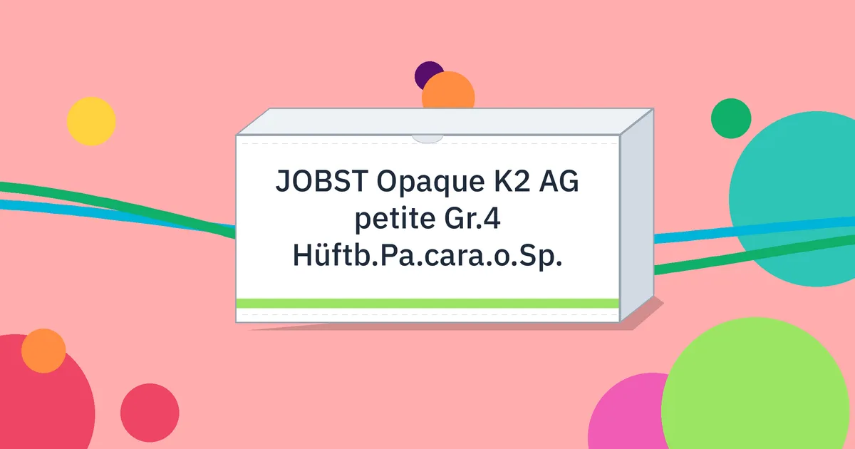 Symbolbild: Packung mit der Aufschrift JOBST Opaque K2 AG petite Gr.4 Hüftb.Pa.cara.o.Sp. (PZN 13114627) – Verfügbarkeit und Bezug in Apotheken in Frankfurt am Main
