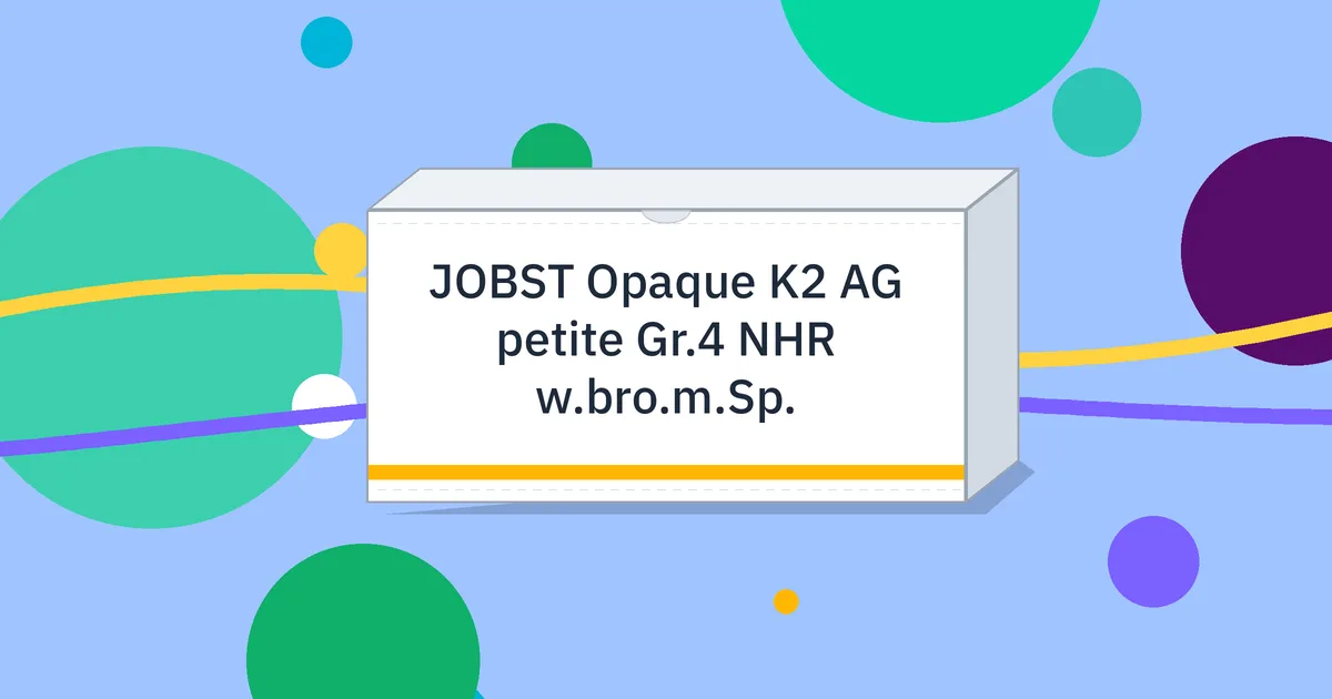 Symbolbild: Packung mit der Aufschrift JOBST Opaque K2 AG petite Gr.4 NHR w.bro.m.Sp. (PZN 13112427) – Verfügbarkeit und Bezug in Apotheken in Frankfurt am Main