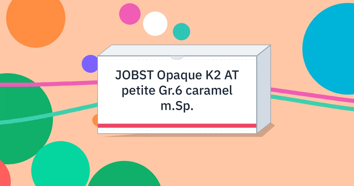 Symbolbild: Packung mit der Aufschrift JOBST Opaque K2 AT petite Gr.6 caramel m.Sp. (PZN 11257423) – Verfügbarkeit und Bezug in Apotheken in Frankfurt am Main