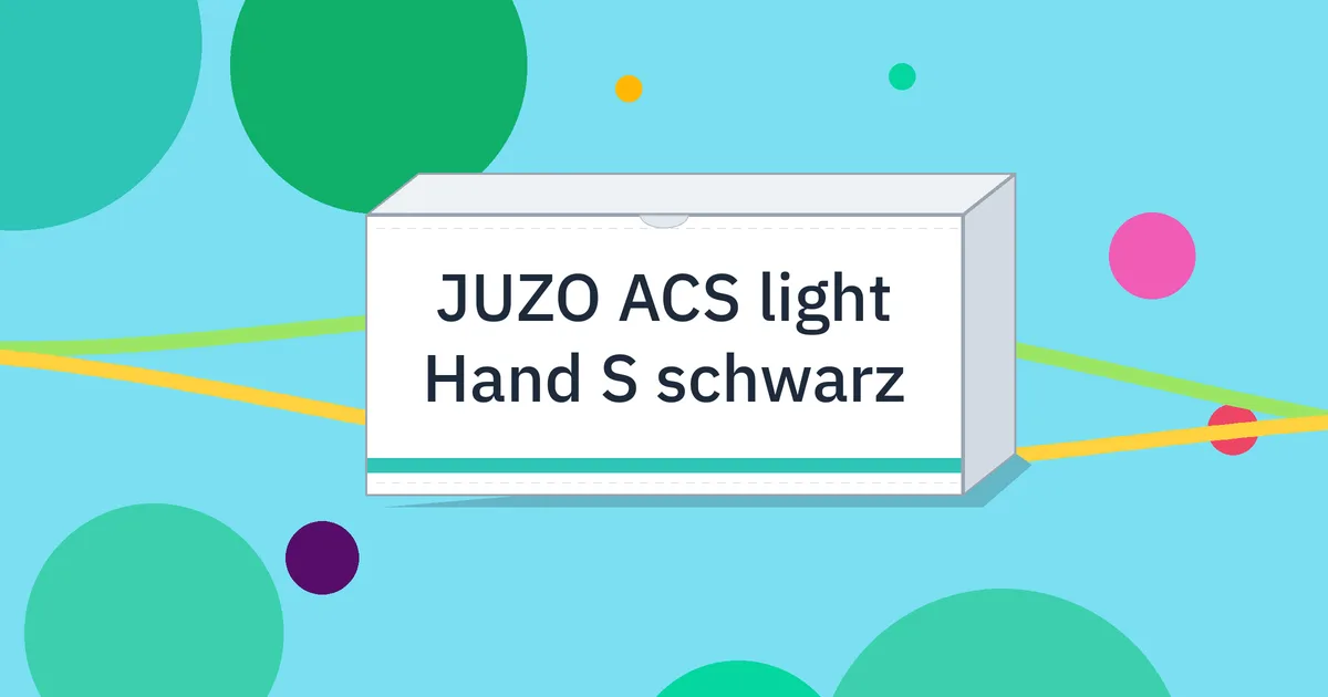 Symbolbild: Packung mit der Aufschrift JUZO ACS light Hand S schwarz (PZN 12598675) – Verfügbarkeit und Bezug in Apotheken in Frankfurt am Main