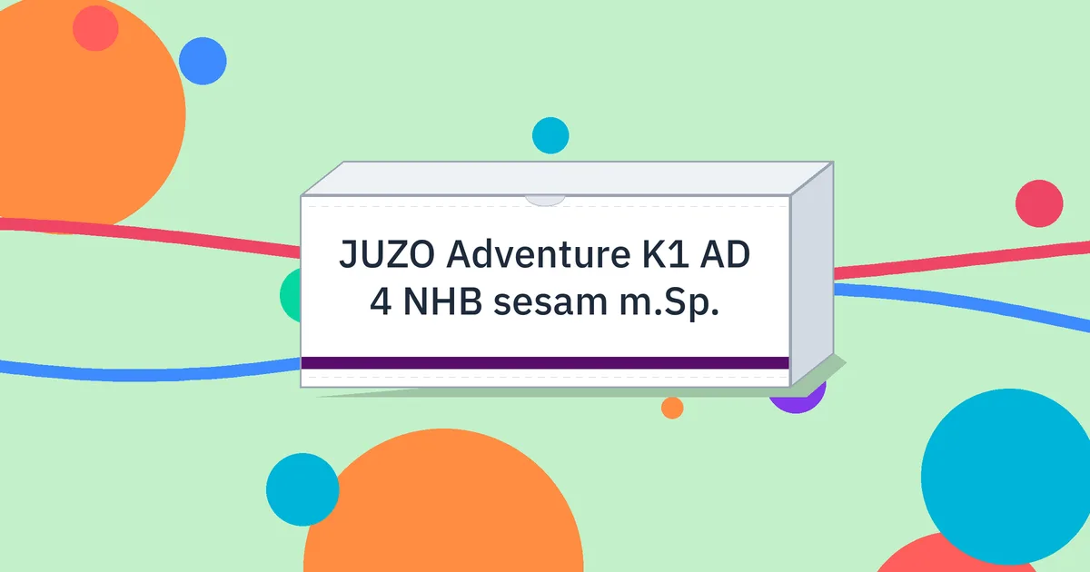 Symbolbild: Packung mit der Aufschrift JUZO Adventure K1 AD 4 NHB sesam m.Sp. (PZN 16491744) – Verfügbarkeit und Bezug in Apotheken in Frankfurt am Main