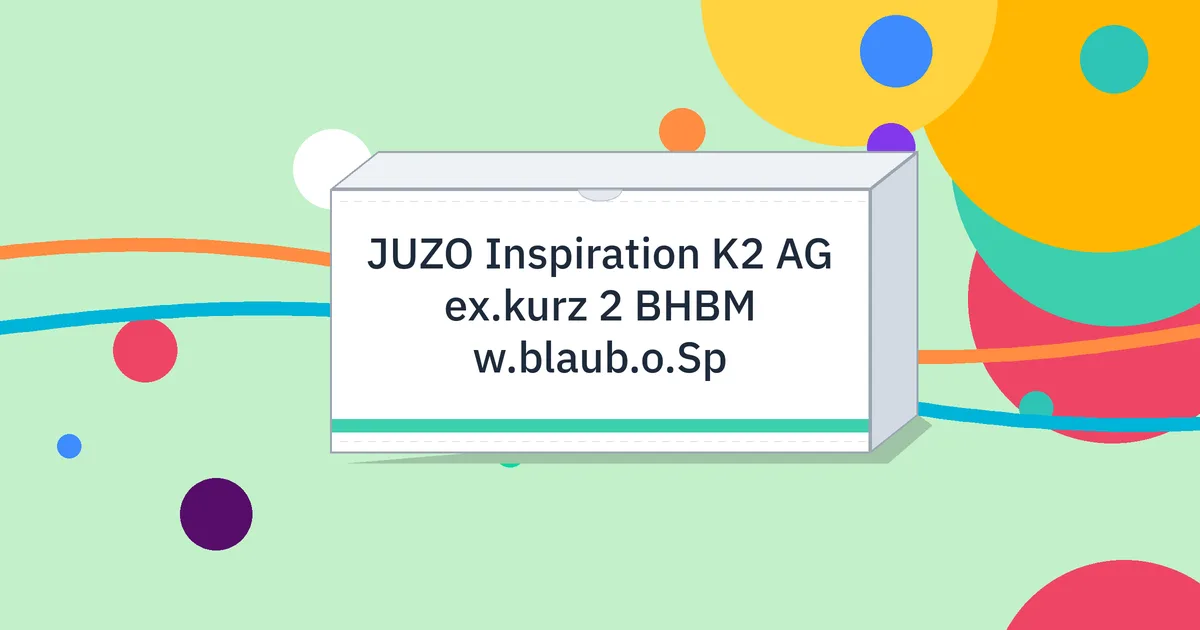 Symbolbild: Packung mit der Aufschrift JUZO Inspiration K2 AG ex.kurz 2 BHBM w.blaub.o.Sp (PZN 14886007) – Verfügbarkeit und Bezug in Apotheken in Frankfurt am Main