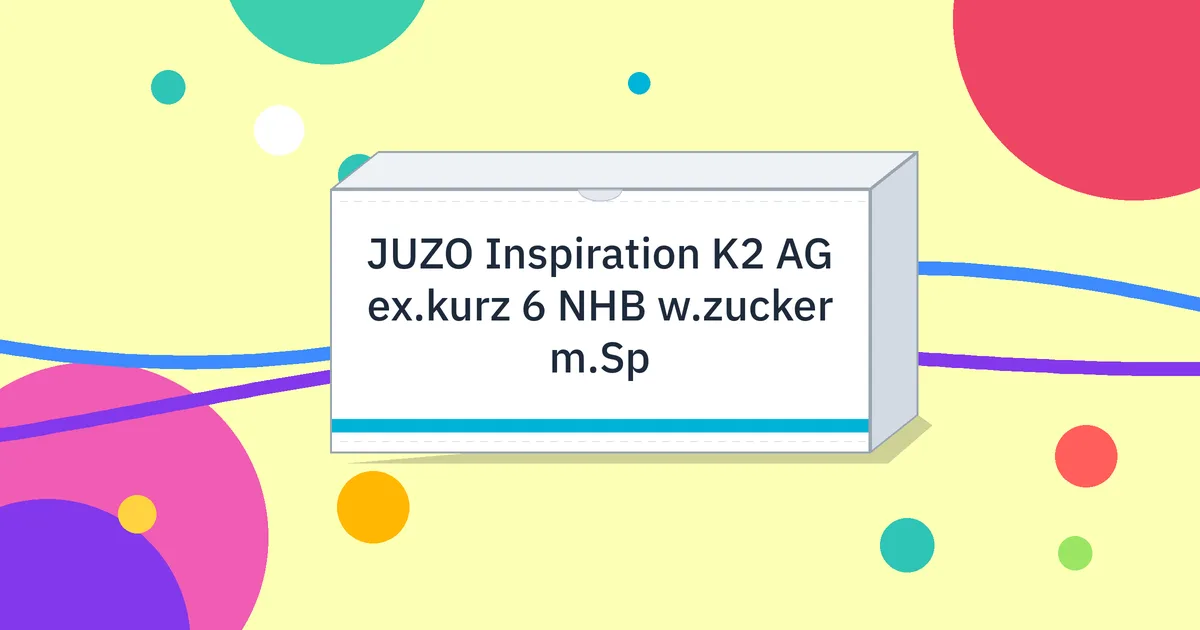 Symbolbild: Packung mit der Aufschrift JUZO Inspiration K2 AG ex.kurz 6 NHB w.zucker m.Sp (PZN 14965706) – Verfügbarkeit und Bezug in Apotheken in Frankfurt am Main