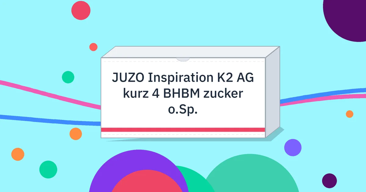 Symbolbild: Packung mit der Aufschrift JUZO Inspiration K2 AG kurz 4 BHBM zucker o.Sp. (PZN 14877095) – Verfügbarkeit und Bezug in Apotheken in Frankfurt am Main