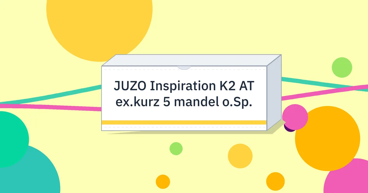 Symbolbild: Packung mit der Aufschrift JUZO Inspiration K2 AT ex.kurz 5 mandel o.Sp. (PZN 14932345) – Verfügbarkeit und Bezug in Apotheken in Frankfurt am Main