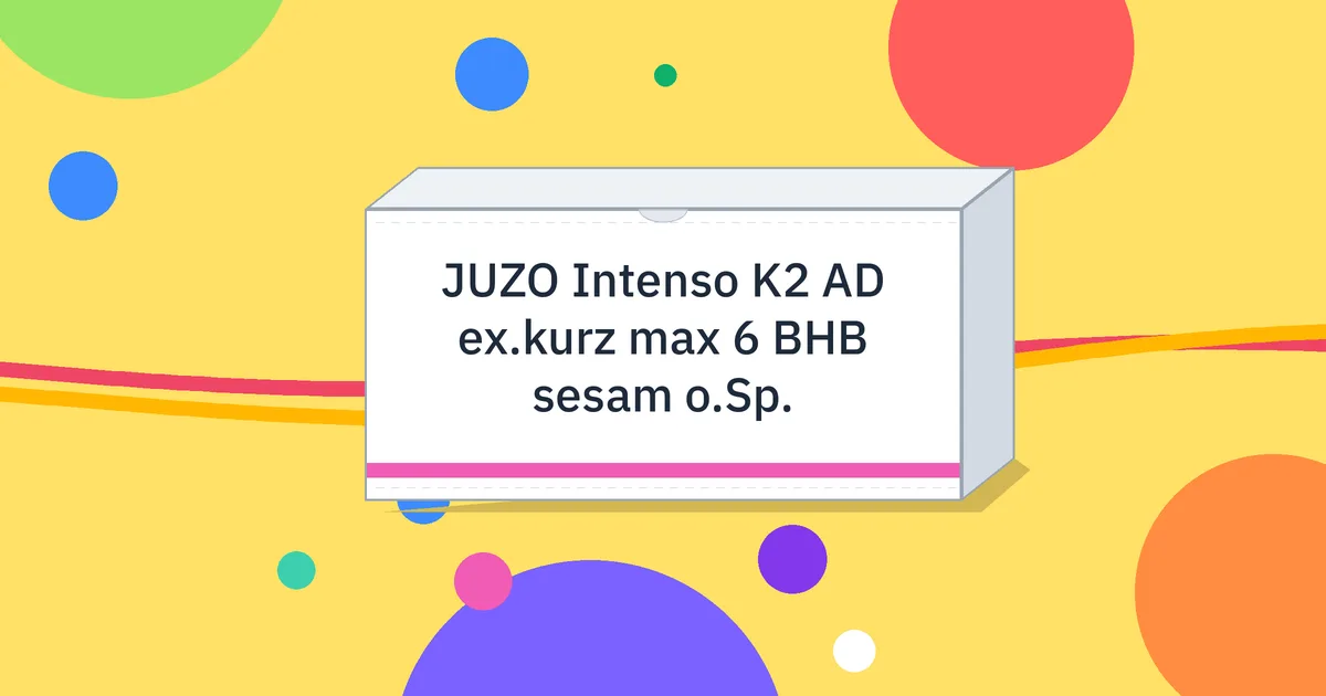 Symbolbild: Packung mit der Aufschrift JUZO Intenso K2 AD ex.kurz max 6 BHB sesam o.Sp. (PZN 18624474) – Verfügbarkeit und Bezug in Apotheken in Frankfurt am Main