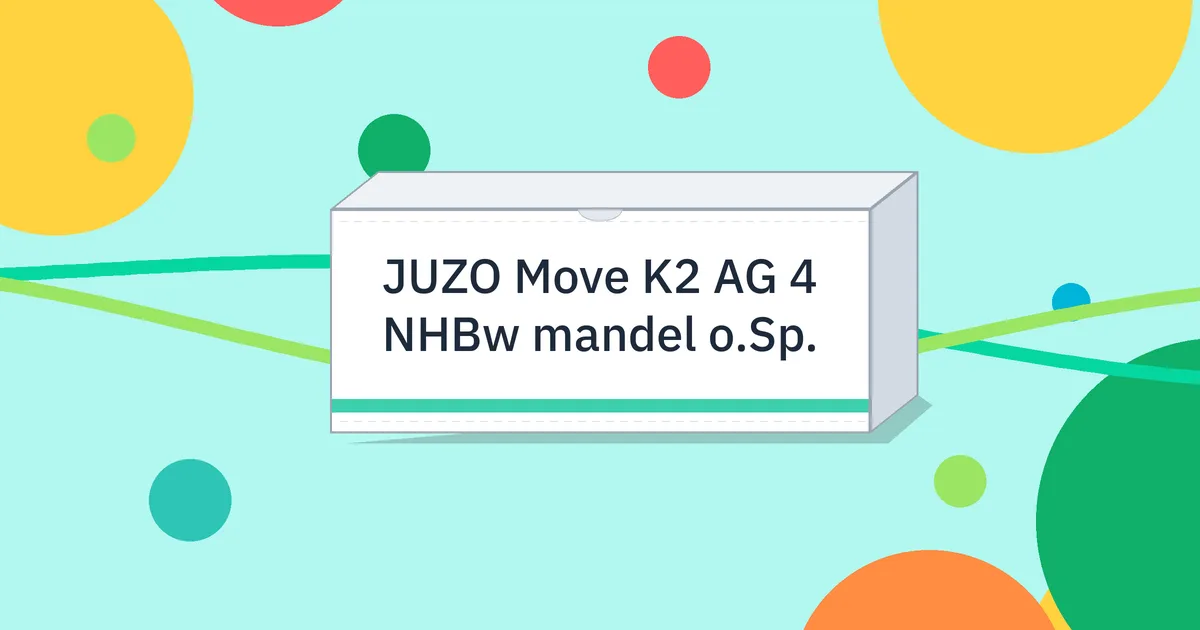 Symbolbild: Packung mit der Aufschrift JUZO Move K2 AG 4 NHBw mandel o.Sp. (PZN 16641250) – Verfügbarkeit und Bezug in Apotheken in Frankfurt am Main