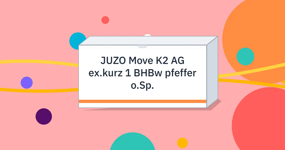 Symbolbild: Packung mit der Aufschrift JUZO Move K2 AG ex.kurz 1 BHBw pfeffer o.Sp. (PZN 16646112) – Verfügbarkeit und Bezug in Apotheken in Frankfurt am Main