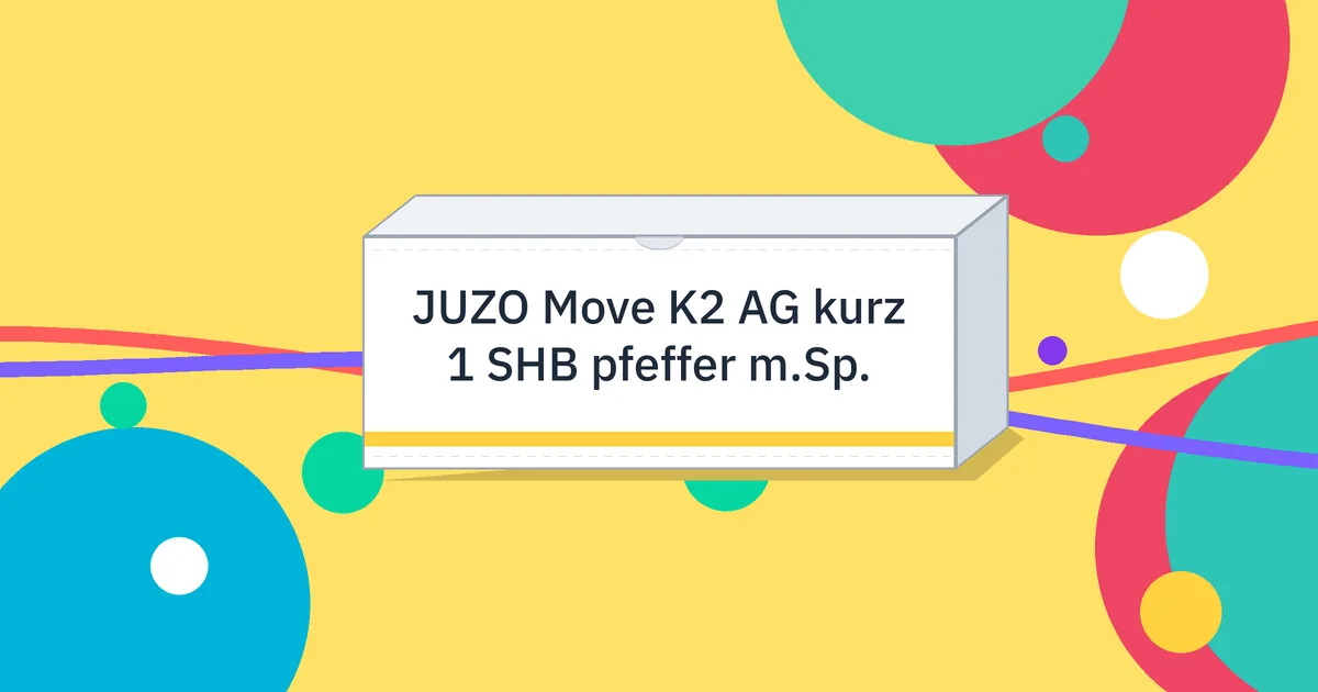 Symbolbild: Packung mit der Aufschrift JUZO Move K2 AG kurz 1 SHB pfeffer m.Sp. (PZN 16651194) – Verfügbarkeit und Bezug in Apotheken in Frankfurt am Main