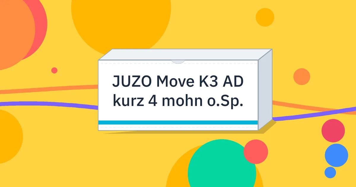 Symbolbild: Packung mit der Aufschrift JUZO Move K3 AD kurz 4 mohn o.Sp. (PZN 18572530) – Verfügbarkeit und Bezug in Apotheken in Frankfurt am Main