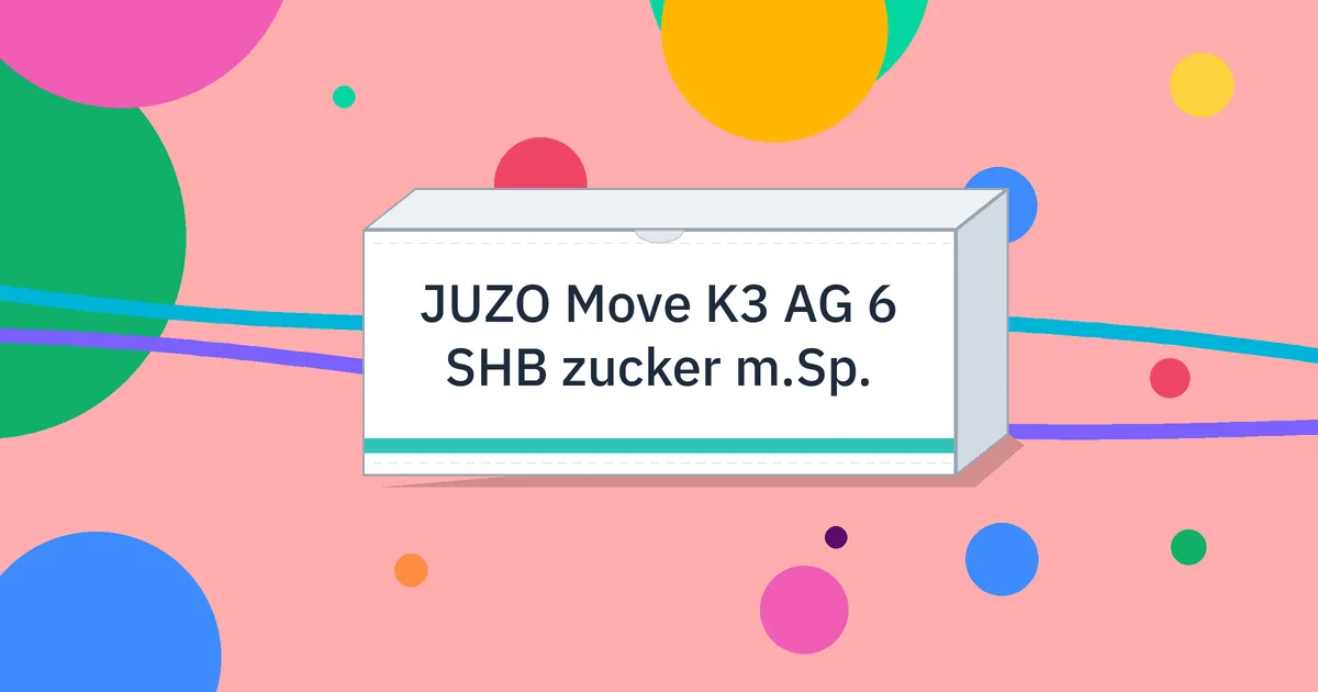 Symbolbild: Packung mit der Aufschrift JUZO Move K3 AG 6 SHB zucker m.Sp. (PZN 18575362) – Verfügbarkeit und Bezug in Apotheken in Frankfurt am Main