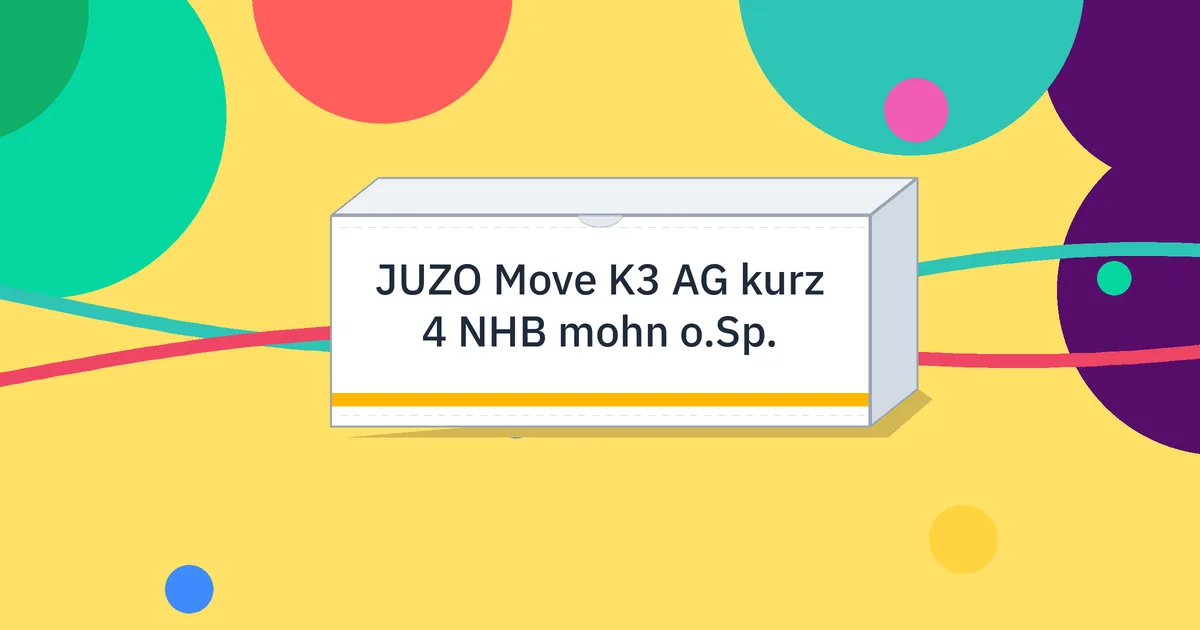 Symbolbild: Packung mit der Aufschrift JUZO Move K3 AG kurz 4 NHB mohn o.Sp. (PZN 18593064) – Verfügbarkeit und Bezug in Apotheken in Frankfurt am Main