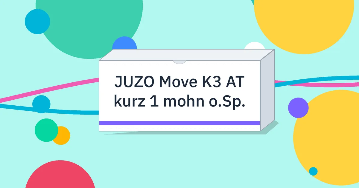 Symbolbild: Packung mit der Aufschrift JUZO Move K3 AT kurz 1 mohn o.Sp. (PZN 20684880) – Verfügbarkeit und Bezug in Apotheken in Frankfurt am Main