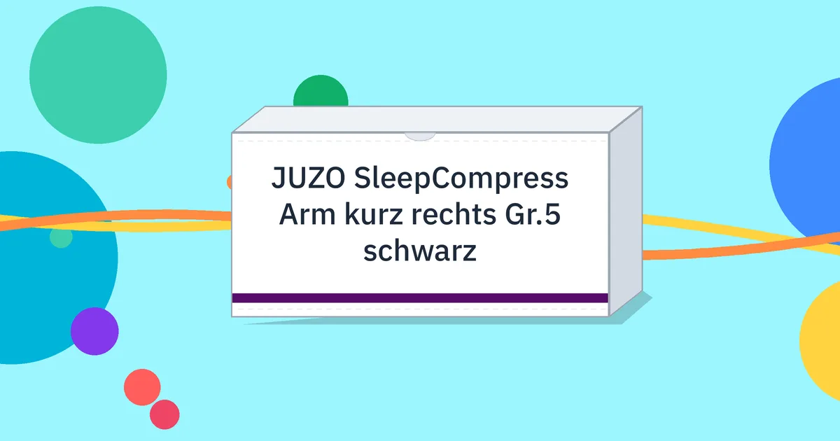 Symbolbild: Packung mit der Aufschrift JUZO SleepCompress Arm kurz rechts Gr.5 schwarz (PZN 18778148) – Verfügbarkeit und Bezug in Apotheken in Frankfurt am Main