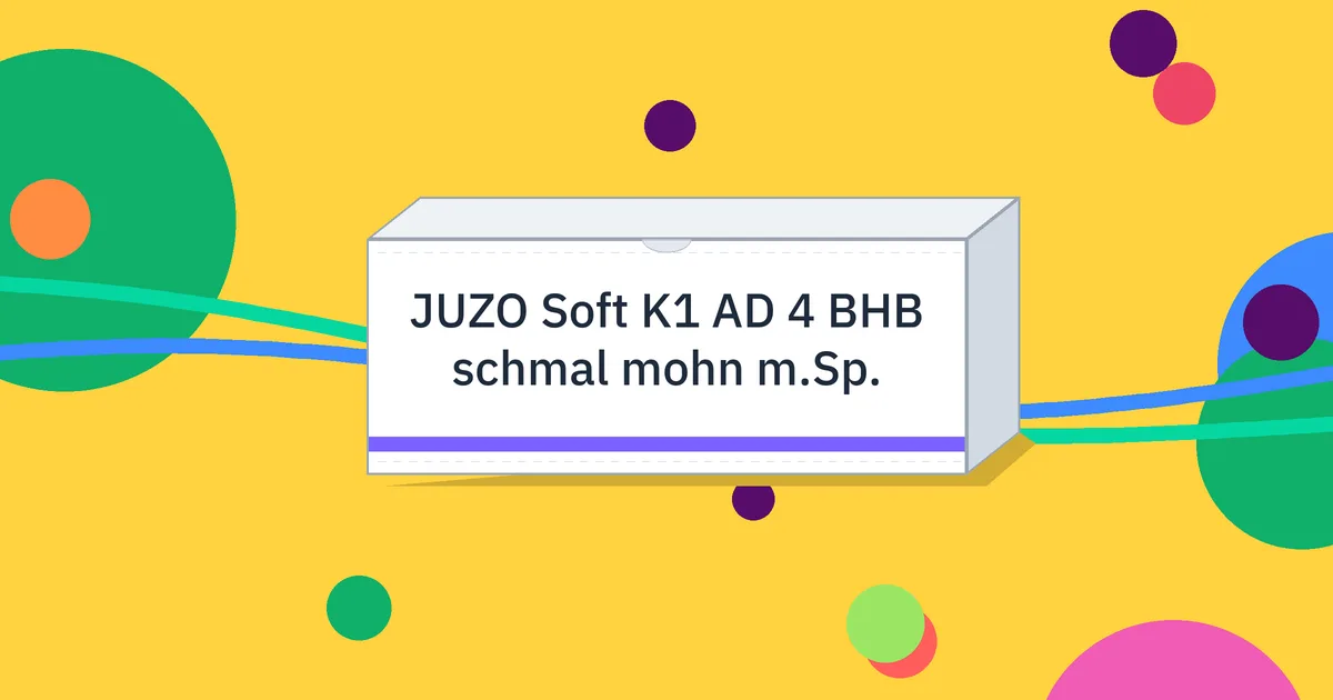 Symbolbild: Packung mit der Aufschrift JUZO Soft K1 AD 4 BHB schmal mohn m.Sp. (PZN 15461296) – Verfügbarkeit und Bezug in Apotheken in Frankfurt am Main