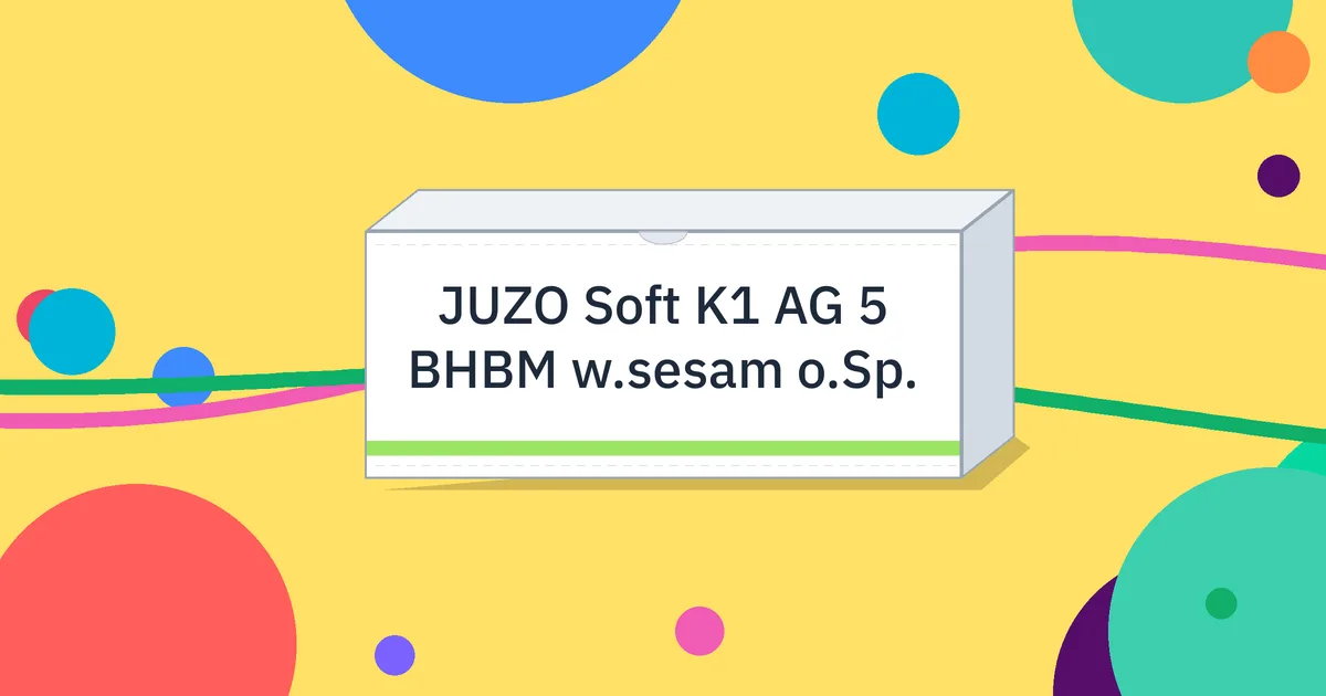 Symbolbild: Packung mit der Aufschrift JUZO Soft K1 AG 5 BHBM w.sesam o.Sp. (PZN 14864879) – Verfügbarkeit und Bezug in Apotheken in Frankfurt am Main