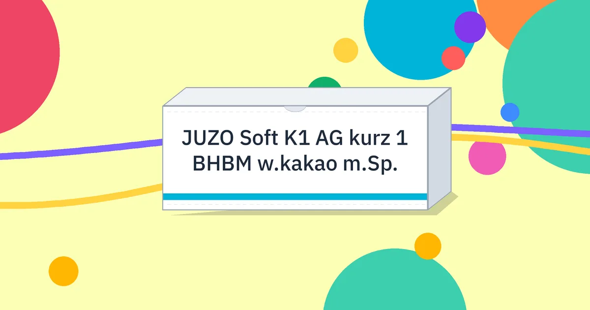 Symbolbild: Packung mit der Aufschrift JUZO Soft K1 AG kurz 1 BHBM w.kakao m.Sp. (PZN 14863845) – Verfügbarkeit und Bezug in Apotheken in Frankfurt am Main