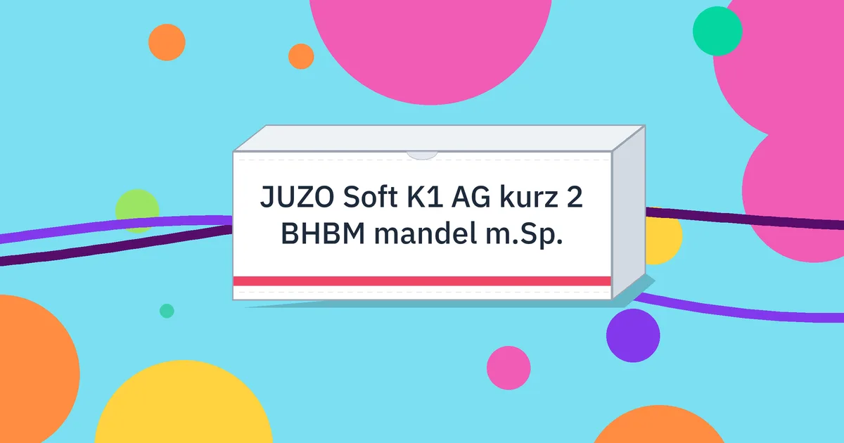 Symbolbild: Packung mit der Aufschrift JUZO Soft K1 AG kurz 2 BHBM mandel m.Sp. (PZN 14855811) – Verfügbarkeit und Bezug in Apotheken in Frankfurt am Main