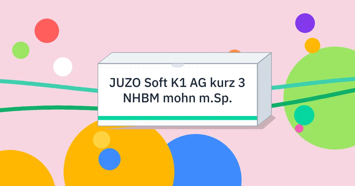 Symbolbild: Packung mit der Aufschrift JUZO Soft K1 AG kurz 3 NHBM mohn m.Sp. (PZN 14999912) – Verfügbarkeit und Bezug in Apotheken in Frankfurt am Main