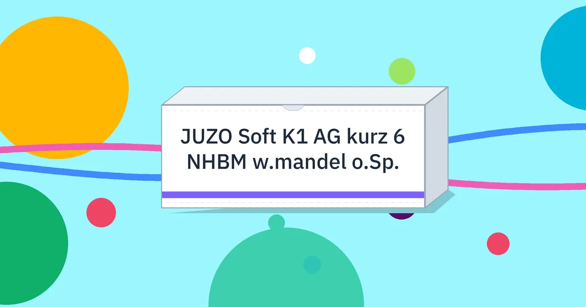 Symbolbild: Packung mit der Aufschrift JUZO Soft K1 AG kurz 6 NHBM w.mandel o.Sp. (PZN 15000253) – Verfügbarkeit und Bezug in Apotheken in Frankfurt am Main